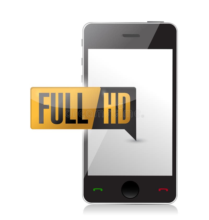 Smartphone with Full HD. High Definition Button Stock Illustration ...