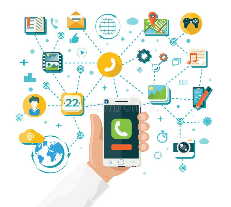 Smartphone Functions and Content Stock Vector - Illustration of mobile ...