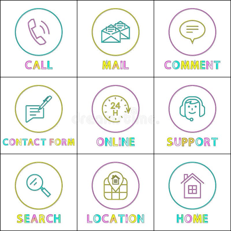 Smartphone Functions Linear Round Icons Templates Stock Vector ...