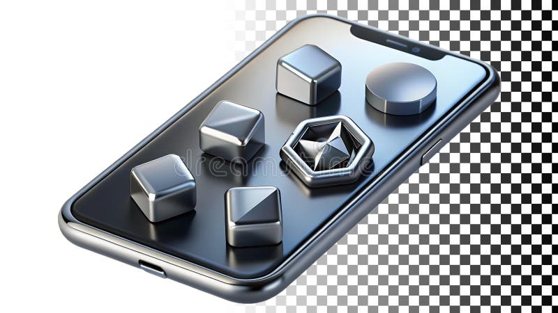 Smartphone with Game Controls, Mobile Gaming and App Icon Png ...