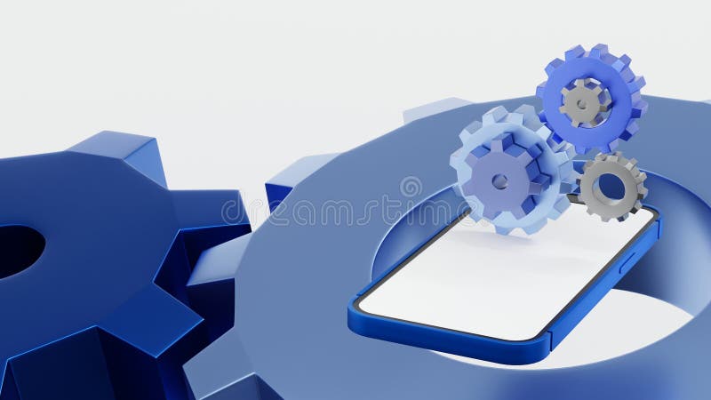 Smartphone with Gear and Cog Wheels, Maintenance, Install Application ...