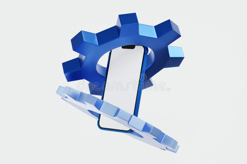 Smartphone with Gear and Cog Wheels, Maintenance, Install Application ...