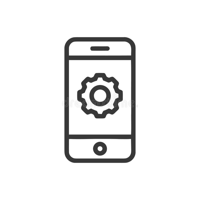 Mobile Phone Settings Icon, Gear on Screen Stock Vector - Illustration ...