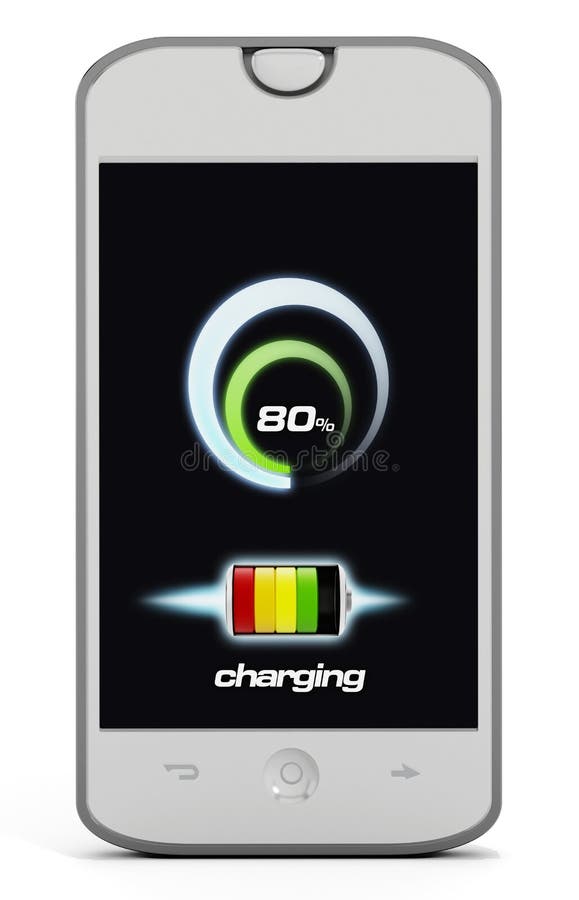 Smartphone getting charged stock illustration. Illustration of ...