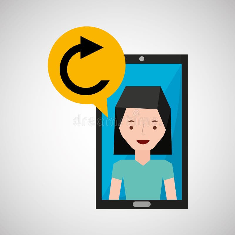 Smartphone Girl Cartoon Update Media Stock Vector - Illustration of ...