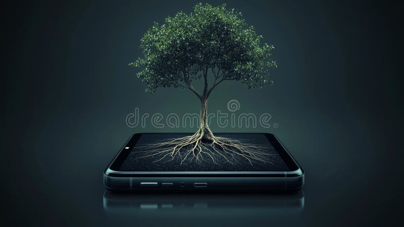 A Smartphone Gives Rise To a Tree, Embodying the Merger of Natural and ...