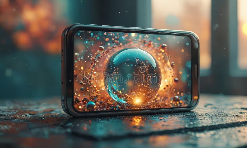 Smartphone with Glass Sphere on it Stock Photo - Image of computer ...