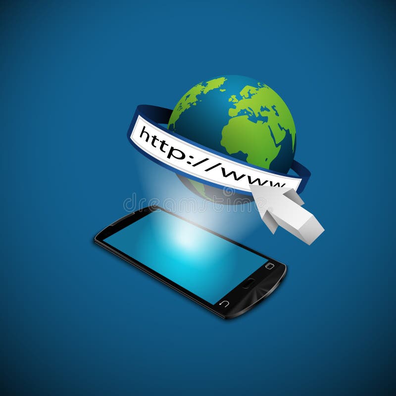 Smartphone with Globe and Address Bar. 3d Illustration Stock Vector ...