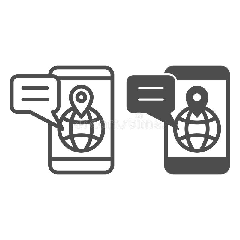 Smartphone with Globe and Message Line and Solid Icon, Delivery Concept ...