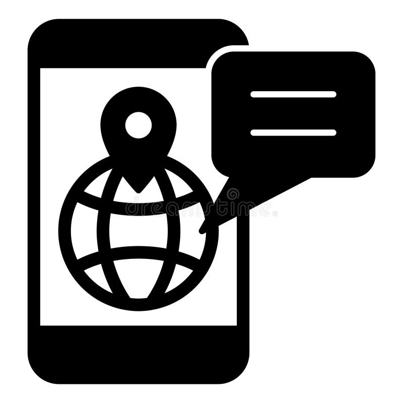 Smartphone with Globe and Message Solid Icon, Delivery Concept. Vector ...