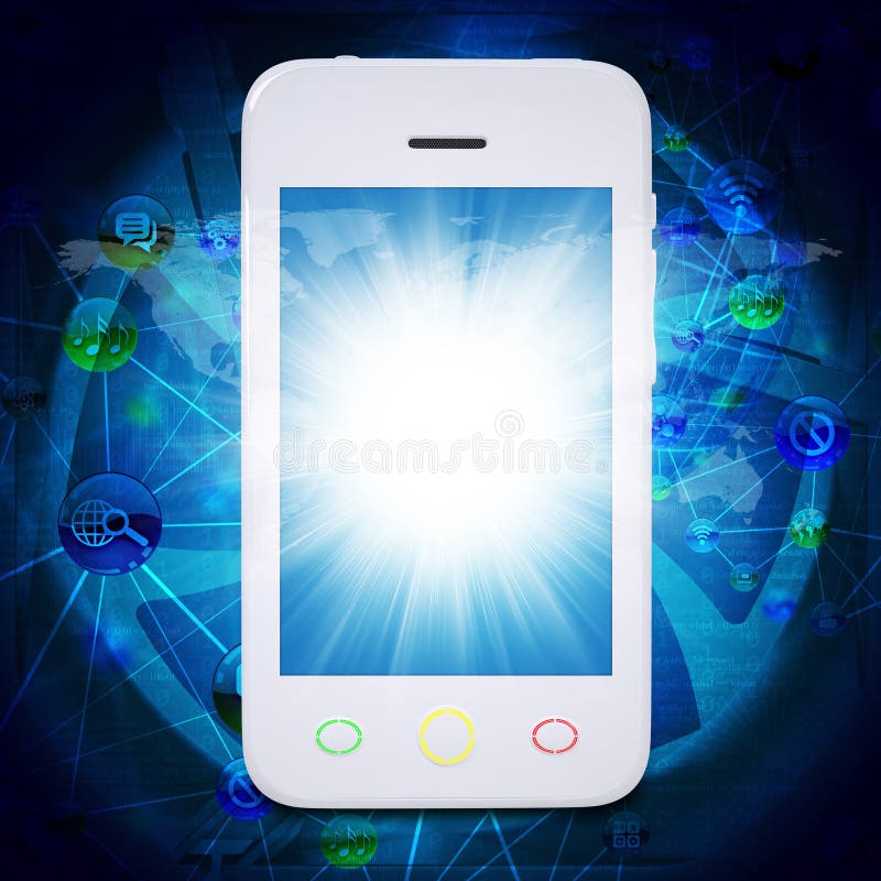 Smartphone, Globo, Iconos Del Uso Y Gráficos Stock de ilustración ...