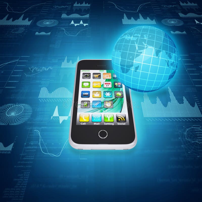 Smartphone, Globo Y Gráficos Stock de ilustración - Ilustración de ...