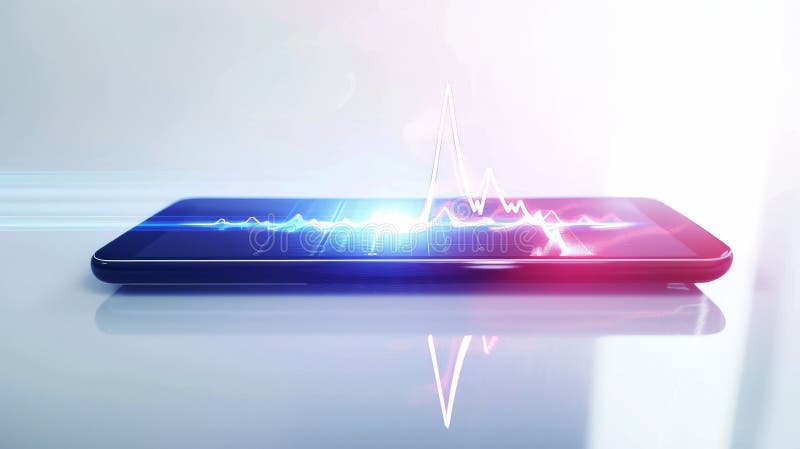 Smartphone with Glowing Data Pulse and Heartbeat Visual Stock Image ...
