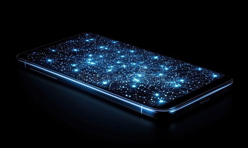 Smartphone with Glowing Network Connections, Digital Technology ...