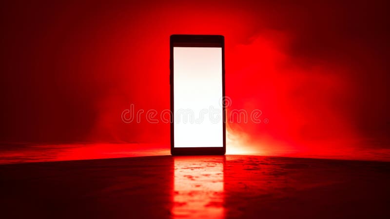 Smartphone with Glowing Screen in Dramatic Red Lighting Stock Image ...