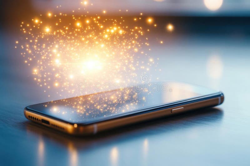 A Smartphone with Glowing Sparkles Emanating from Its Screen ...