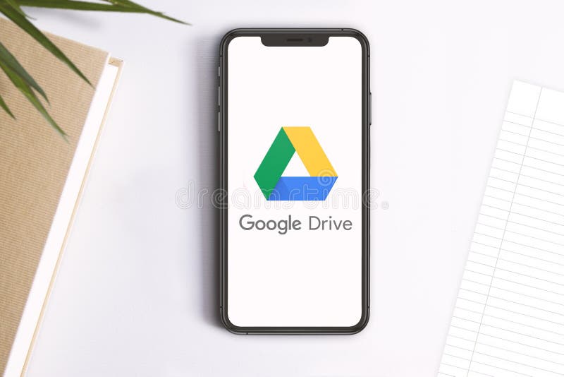 Smartphone with Google Drive Service App Logo on the Screen Editorial ...
