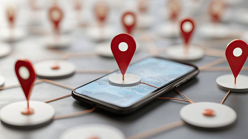 Smartphone GPS Location Tracking Network. Global Positioning System ...