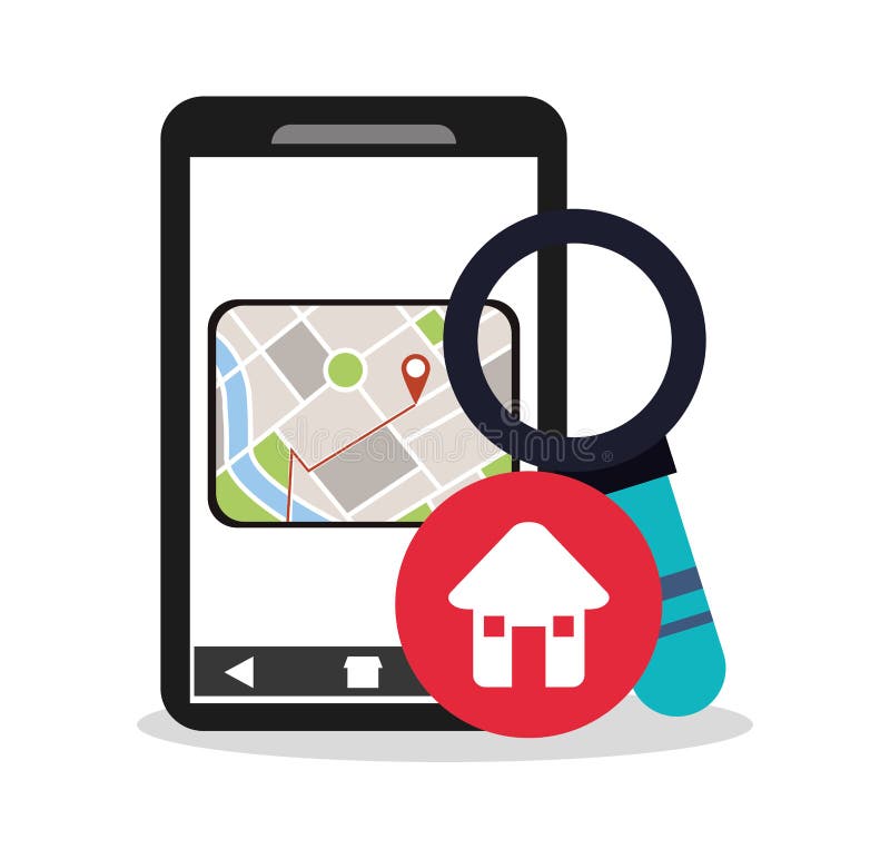 Smartphone and Gps Map Design Stock Illustration - Illustration of ...