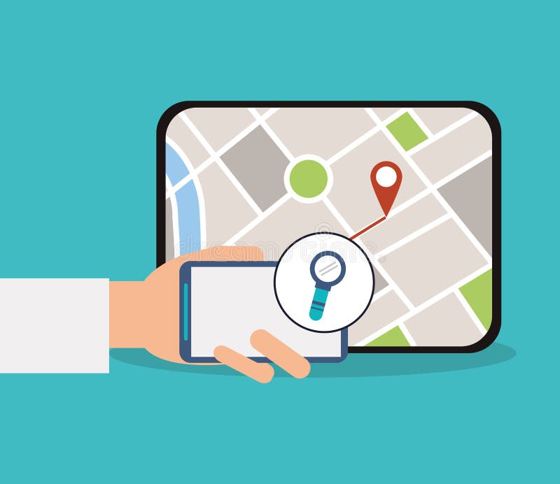 Smartphone and Gps Map Design Stock Illustration - Illustration of ...