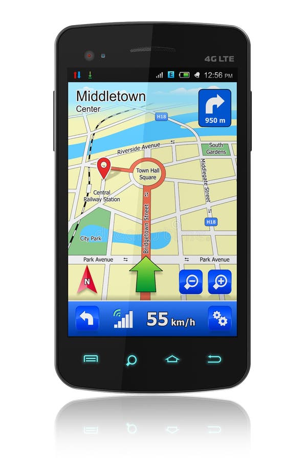 GPS Navigation in Smartphone Stock Photo - Illustration of road ... GPS Navigation in Smartphone Stock Photo - Illustration of road ...