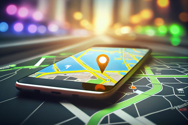 Smartphone with Gps Navigation Icon and Map.generative Ai Stock ...