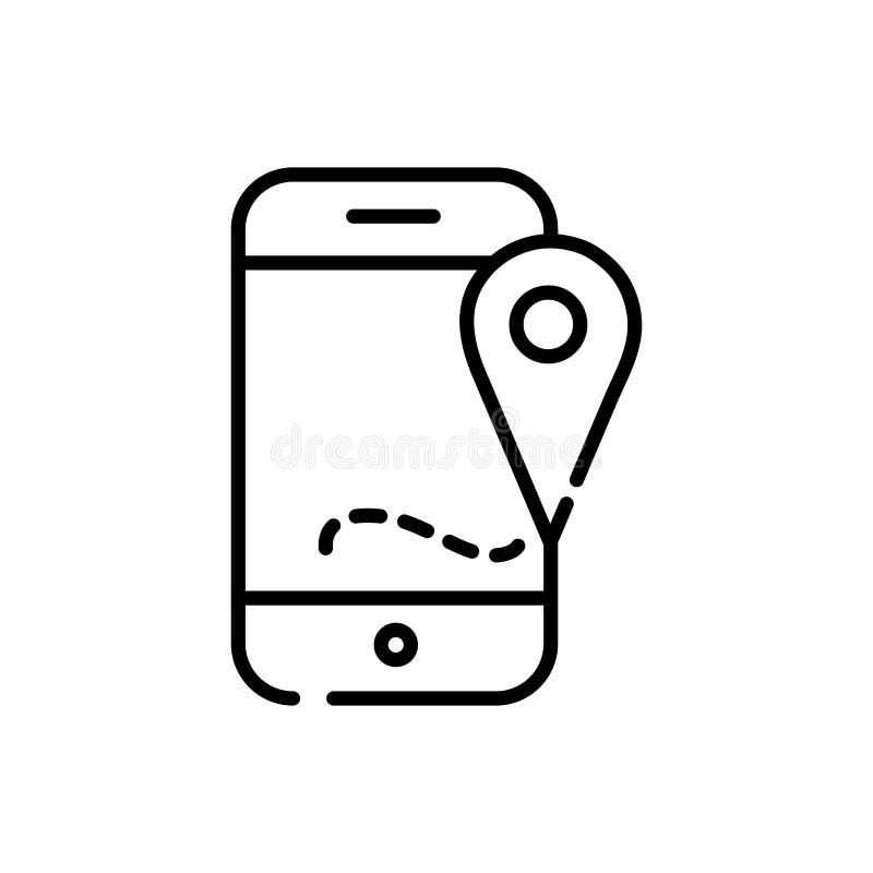 Smartphone Gps Navigation Pin Tourism Travel Thick Line Stock Vector ...