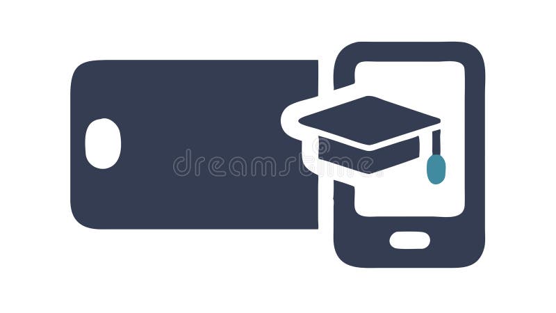 Smartphone with Graduation Cap Icon for Digital Education Apps, Vector ...