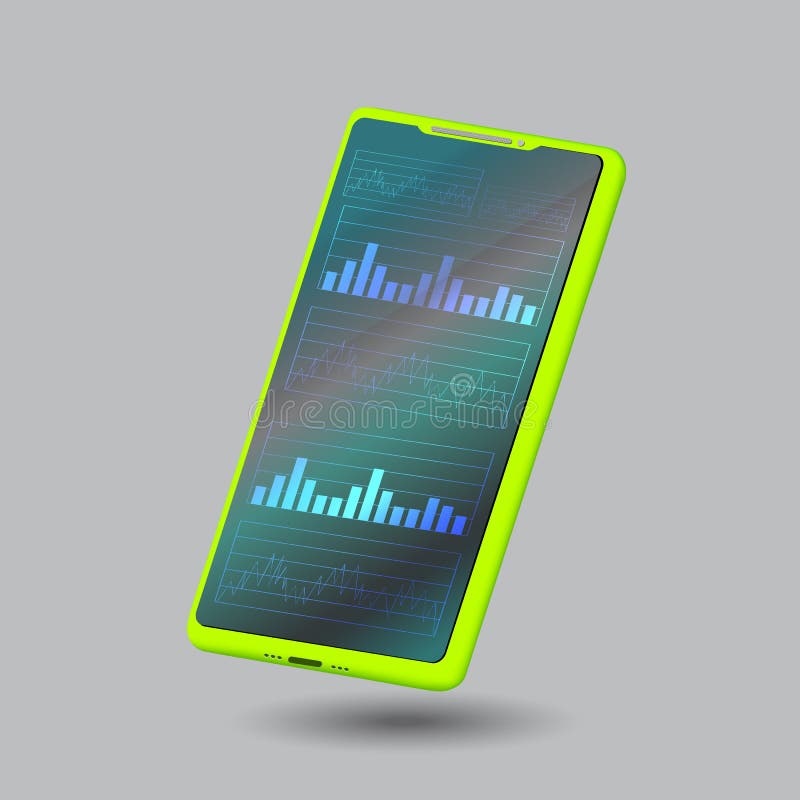 Smartphone and Graph Screen. Phone Mockup, Template for Infographics or ...