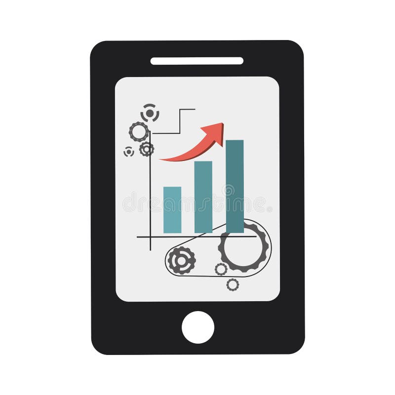 Smartphone with graphs stock vector. Illustration of connection - 143418697