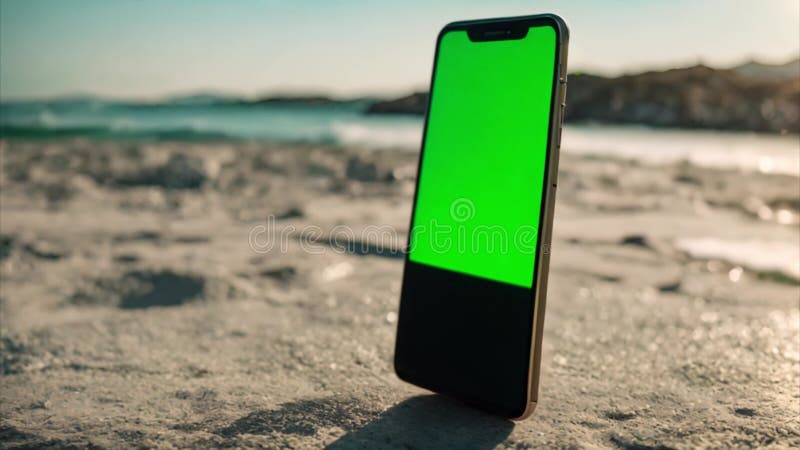 Smartphone on a Beach with Green Screen Stock Footage - Video of mobile ...