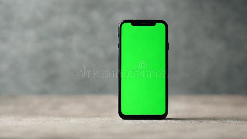 Smartphone with Green Screen on Table Stock Video - Video of mobile ...