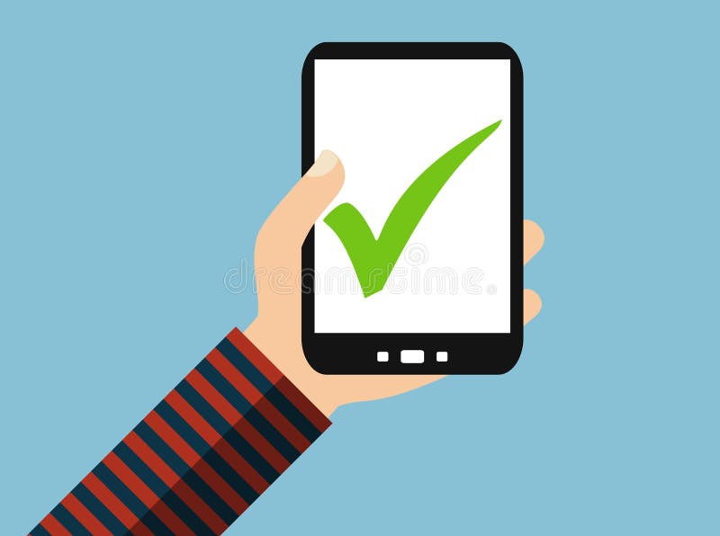 Smartphone: Tick Symbol - Flat Design Stock Illustration - Illustration ...