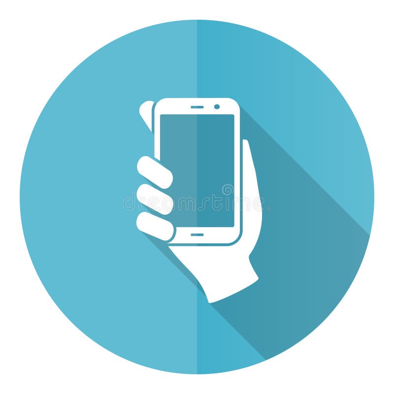 Smartphone Blue Round Flat Design Vector Icon Isolated on White ...
