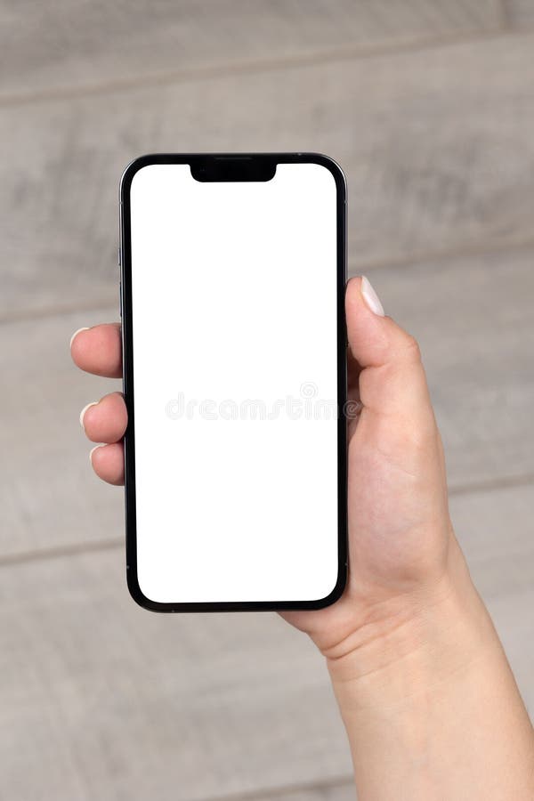 Smartphone in Hand Close-up. Smartphone with Blank White Screen in Hand ...