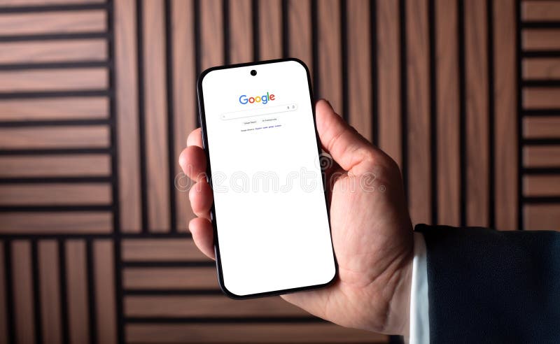 Smartphone in Hand Displaying Google Search Interface, Modern ...