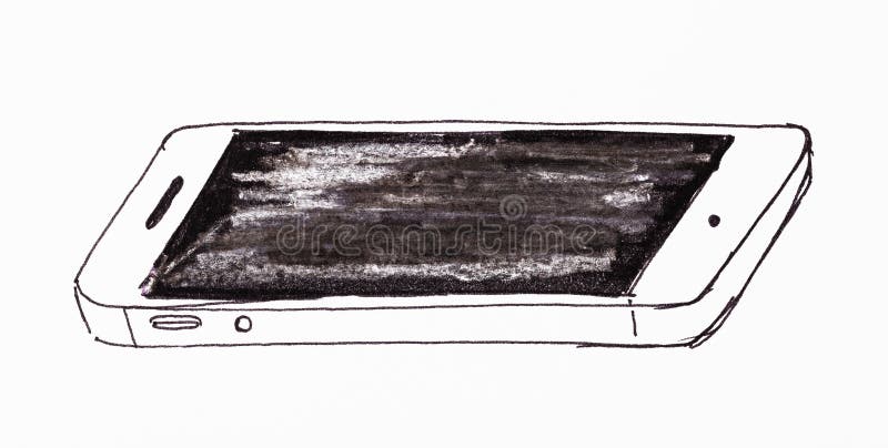 Smartphone Hand-drawn by Black Marker Pen Stock Photo - Image of doodle ...