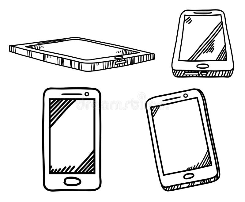 Smartphone Hand Drawn Sketch Stock Illustration - Illustration of icon ...