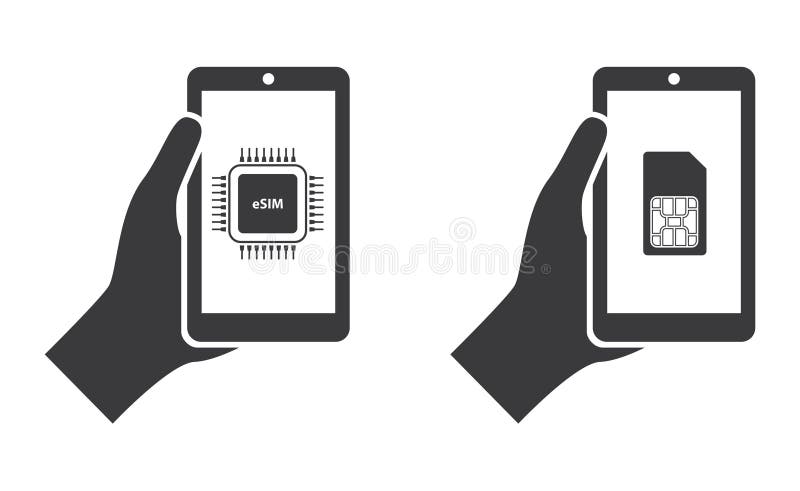 Smartphone in Hand with Esim Card Stock Vector - Illustration of ...
