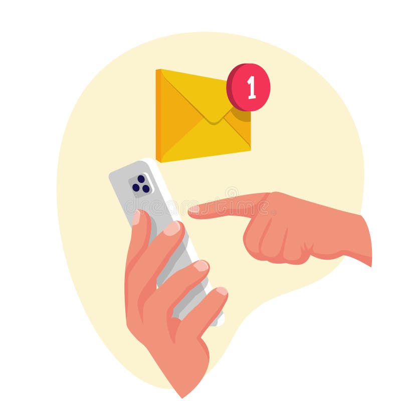 Smartphone in Hand Human of Receiving an Incoming Message. Stock Vector ...