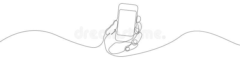 Smartphone in Hand Icon Line Continuous Drawing Vector. One Line Phone ...