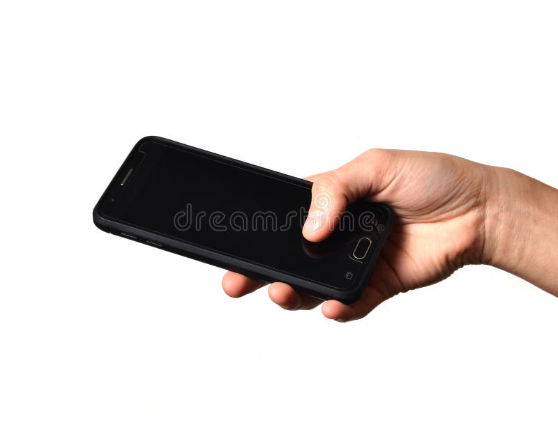 Smartphone in Hand Isolated on White Background. Remote with a ...