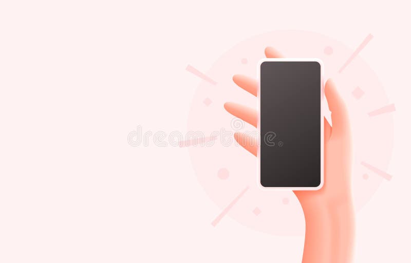 Smartphone in Hand, Touch Screen, Web Banner. Vector Stock Vector ...