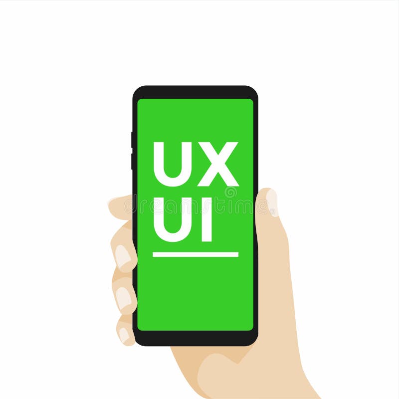 Smartphone in Hand with UX/UI Text. Stock Vector - Illustration of ...