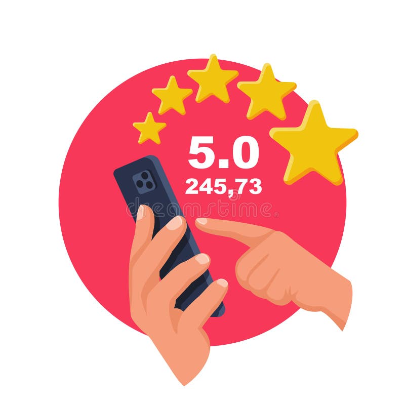 Smartphone in Hands with Rating. Feedback Concept. Evaluation Stock ...