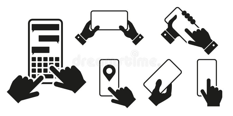 Smartphone Hands Vector Icon Set Stock Vector - Illustration of hand ...