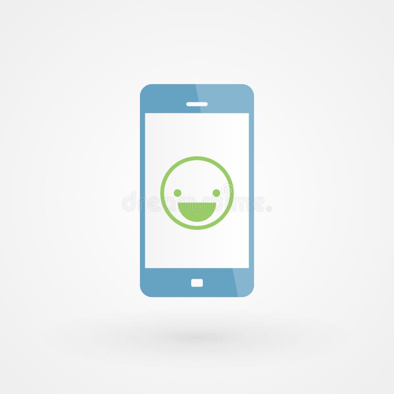 Smartphone and Happy Smiley. Concept of Happiness. Vector Illustration ...