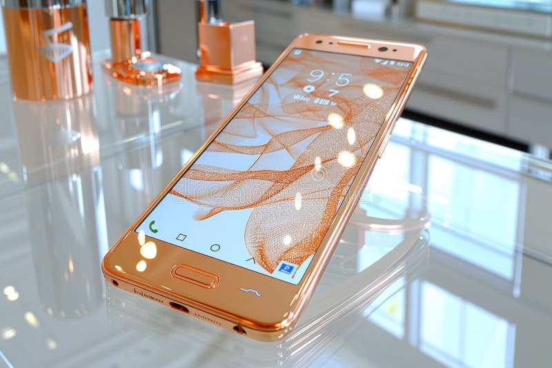 Copper Smartphone Mockup with Reflections and Shadows for App Design ...