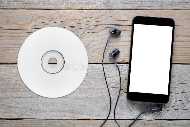 Smartphone with Headphones and CD Stock Image - Image of audio, compact ...