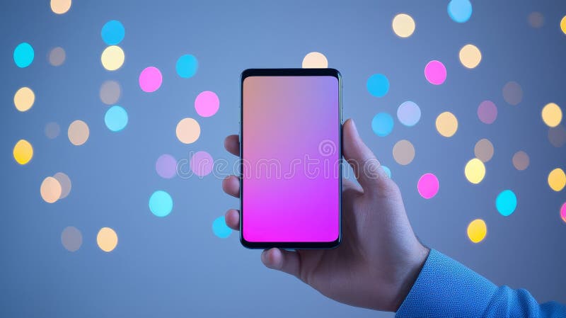 A Smartphone Held in a Hand, Digital Particles Radiating from it ...